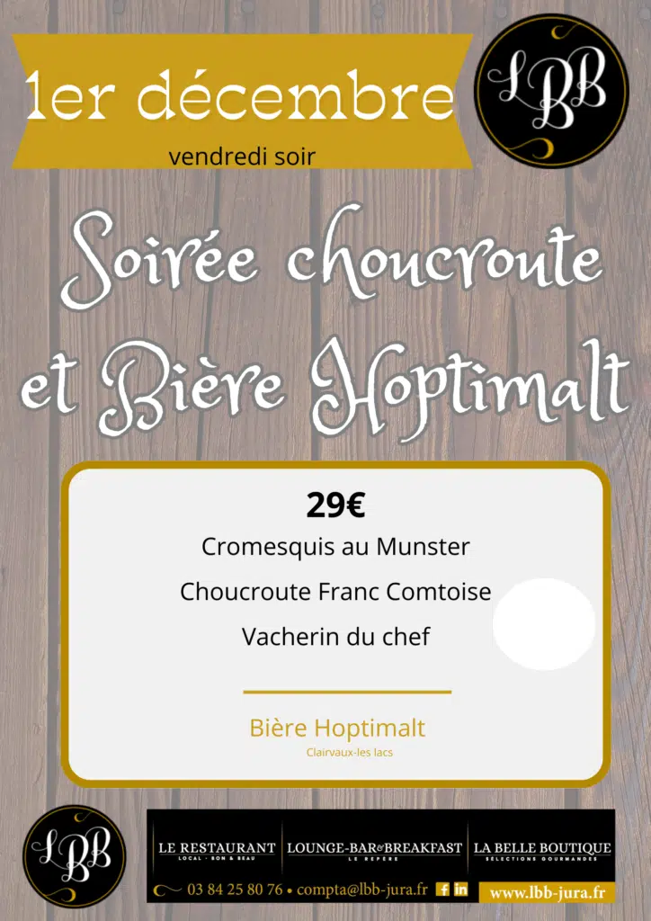 Soirée choucroute bierre Hoptimalt - Terre d'Émeraude Tourisme